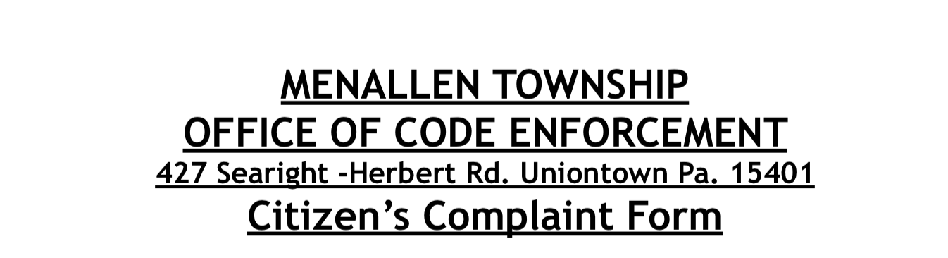 Planning, Zoning and Code Enforcement – Menallen Township